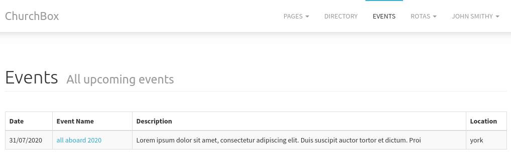 Creating an event - Churchbox | Church Management System